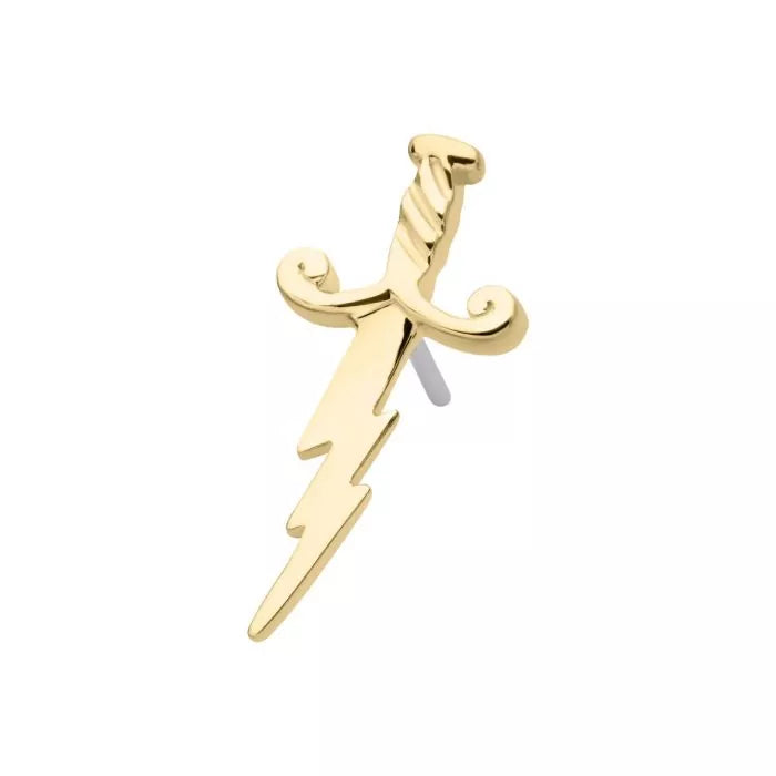 14K Gold Threadless Lightning Bolt Top (2 sizes) – ARAKNA Body Jewelry