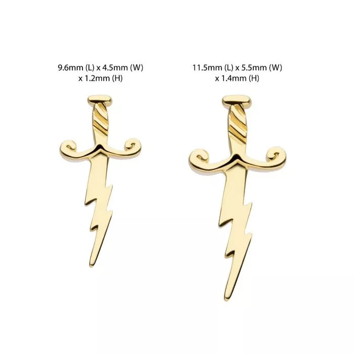 14K Gold Threadless Lightning Bolt Top (2 sizes) – ARAKNA Body Jewelry
