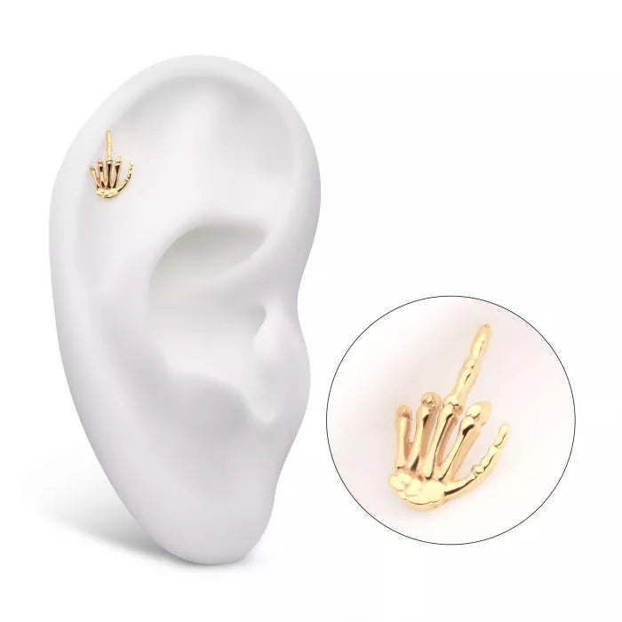 14K Gold Threadless Middle Finger Top – ARAKNA Body Jewelry
