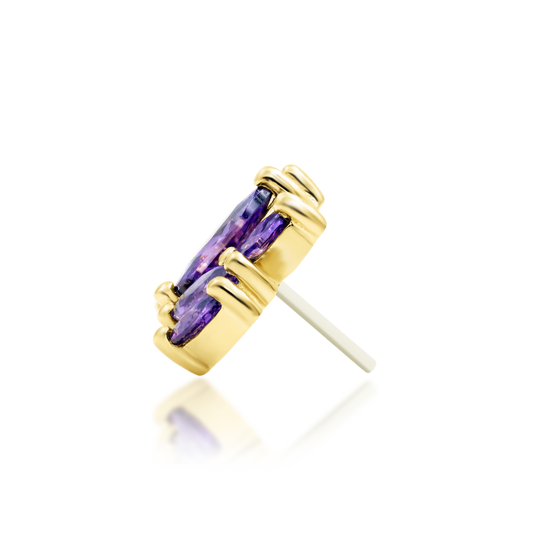 14K Gold Kehlani Amethyst Threadless End – ARAKNA Body Jewelry